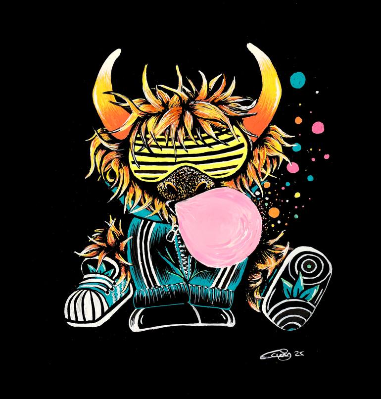 Hip Hop cow 2 Painting by Chantal Curin | Saatchi Art