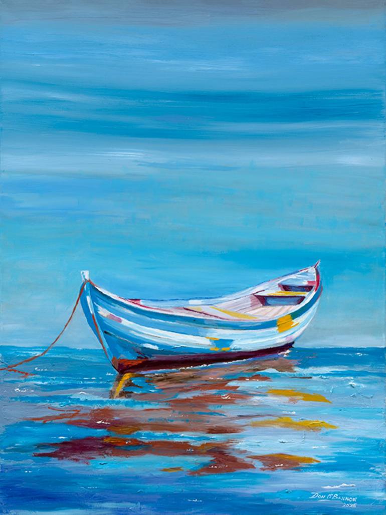 The Blue Boat Painting by Don Obannon | Saatchi Art