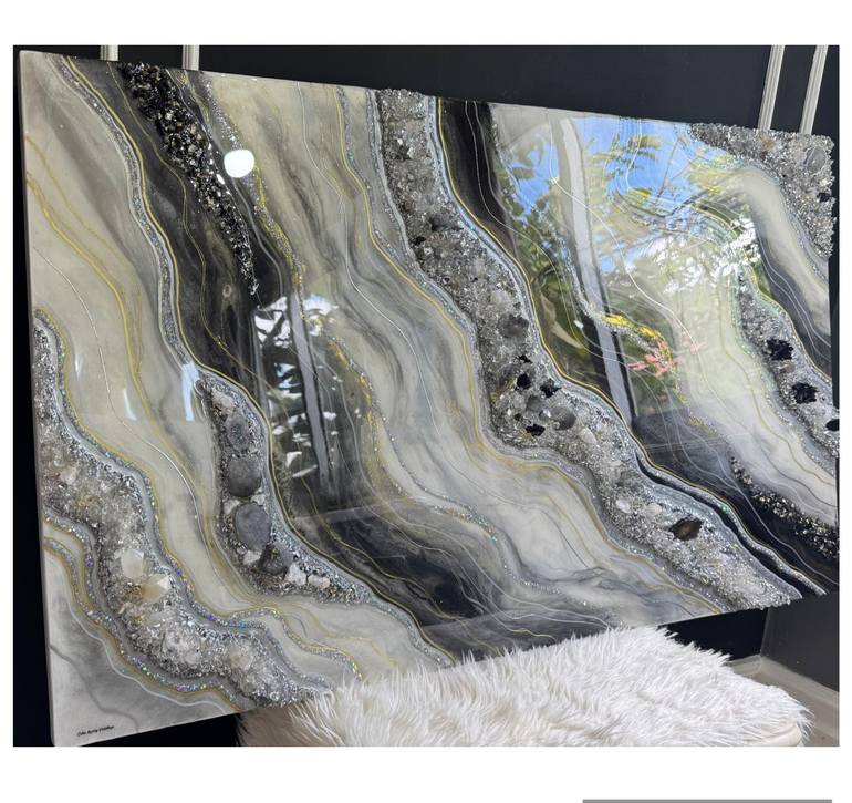 Smoky Horizon Epoxy Resin Painting Painting by Angel Marie Torres ...