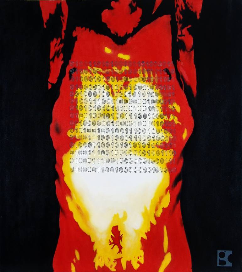 The Machine Made Man: Burning Painting by gordon carter | Saatchi Art