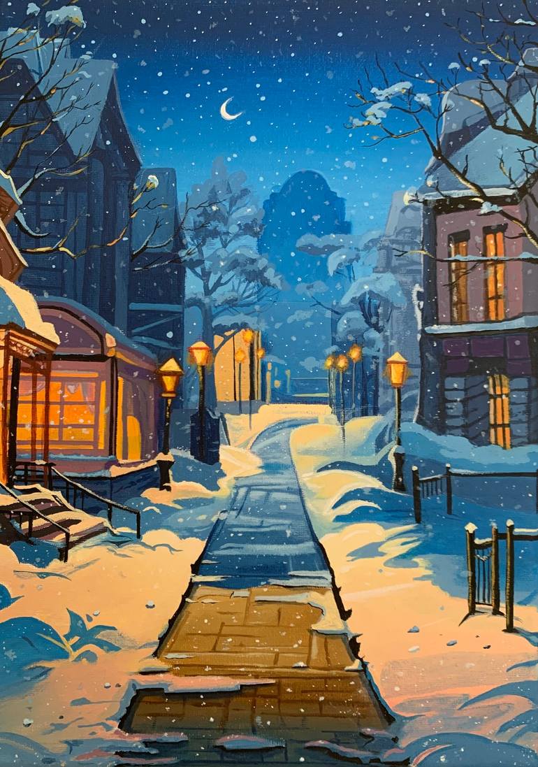 The First Snowfall Painting by Nouralhouda Darwish | Saatchi Art