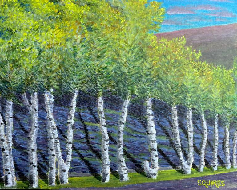 Provencal Birch Row Painting by Steven Squires | Saatchi Art