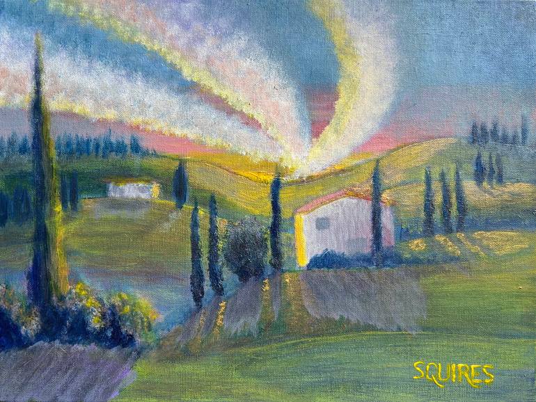 Dawn's Golden Hues on the Tuscan Countryside Painting by Steven Squires ...