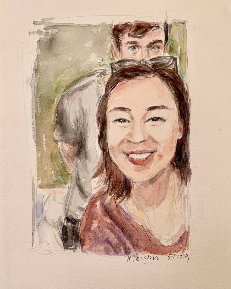 Iris's selfie Painting by Karen Persson | Saatchi Art