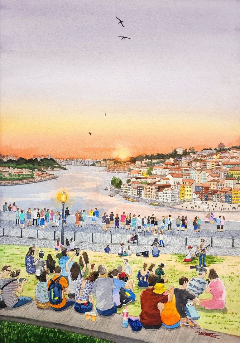 Paradise for dreamers (Jardim do Morro, Porto ) Painting by Sangjin Lee | Saatchi Art