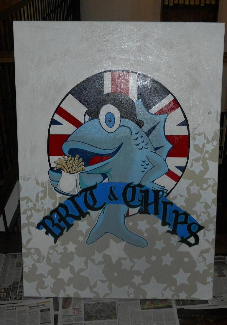 Brit & Chips Painting by Keith Chong | Saatchi Art