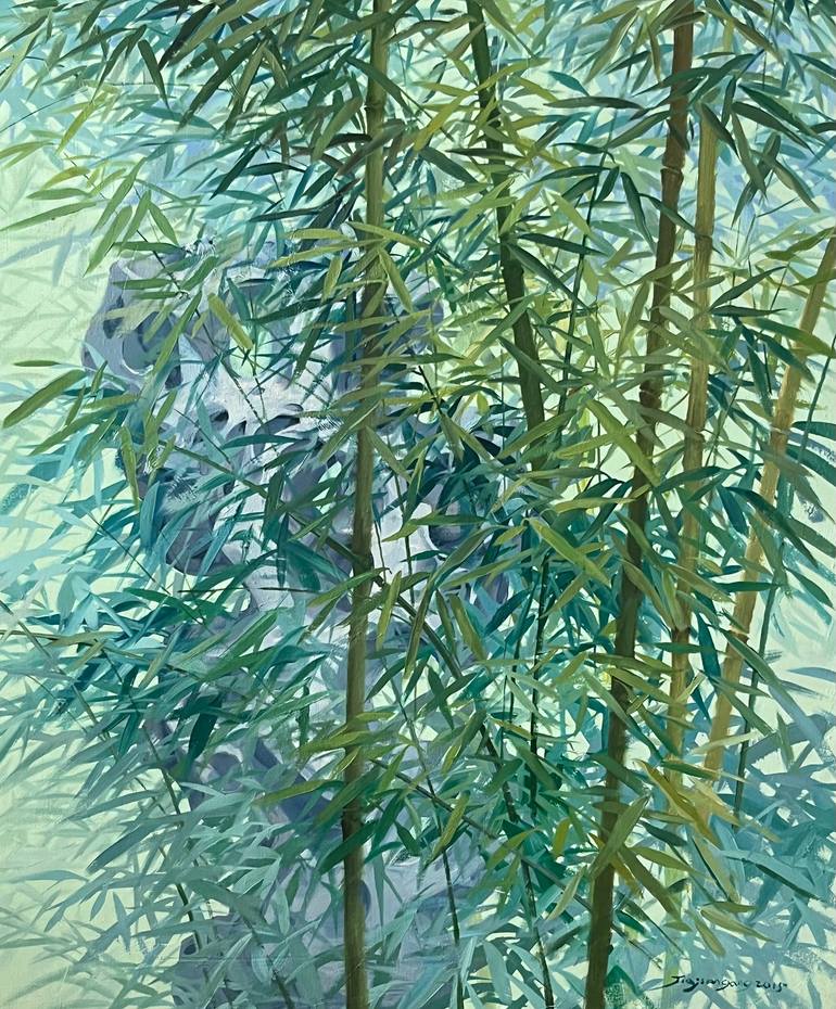 Bamboo Shadows Painting by Jiangang Jia | Saatchi Art