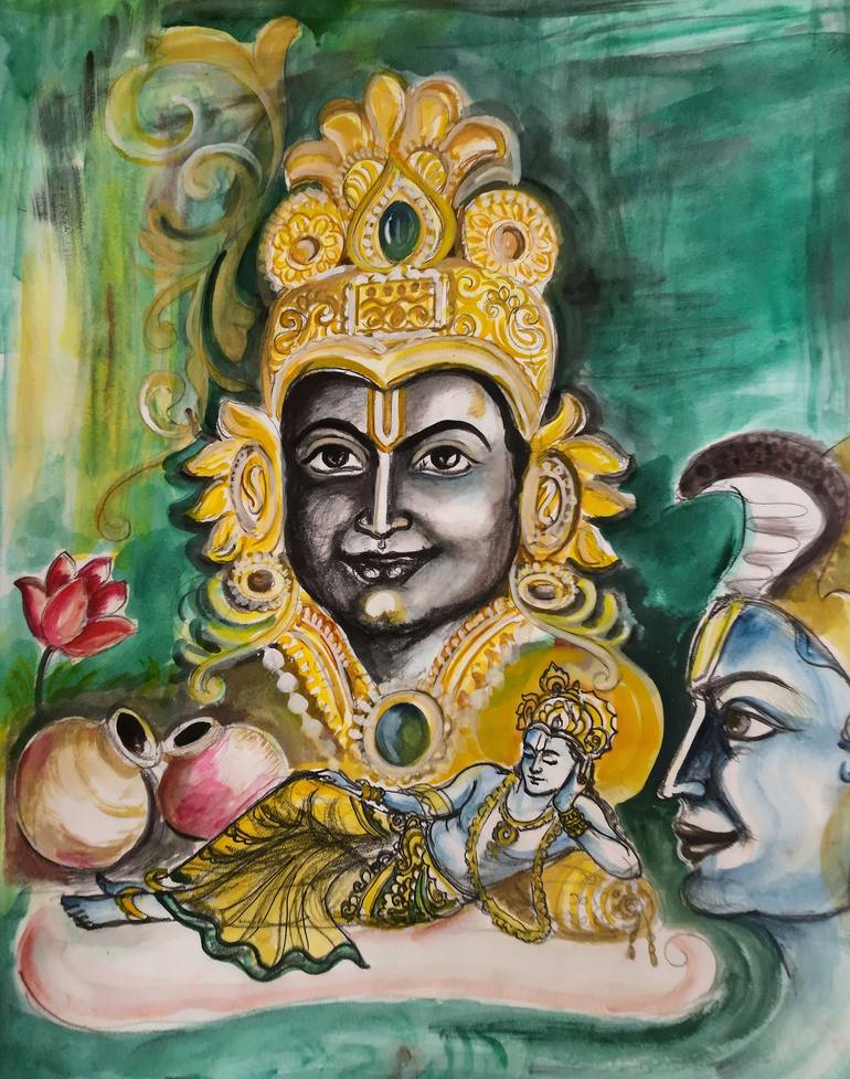 VISHNU The Eternal Guardian Painting by Shalu Ganeshan | Saatchi Art ...