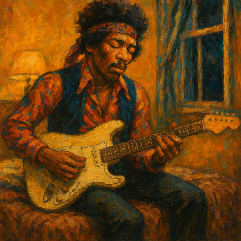 Jimi Hendrix: The Soul of a 1960s Bedroom Jam Session Painting by John ...