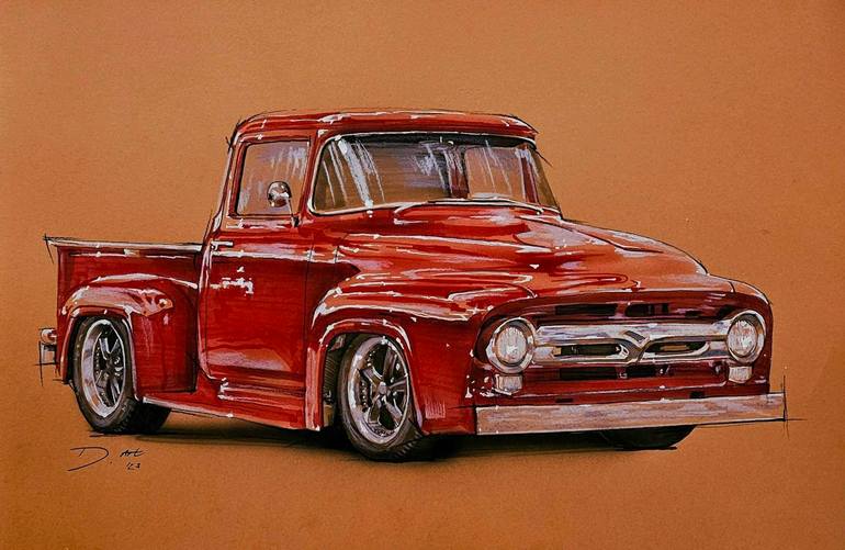 Portrait of a legendary pickup truck Ford f100 Drawing by Dusan Art ...