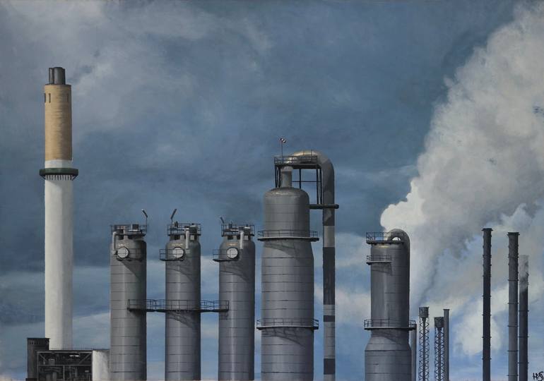 Oil refinery Painting by Hedwig Scharlipp | Saatchi Art