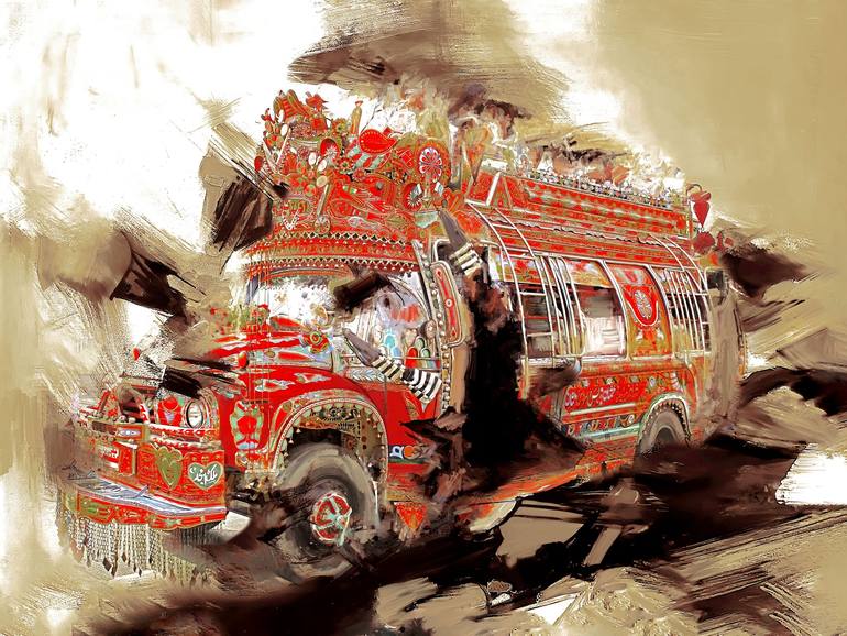 Abstract Truck Art l Detail work l Abstract art Painting by Laiba Gull ...
