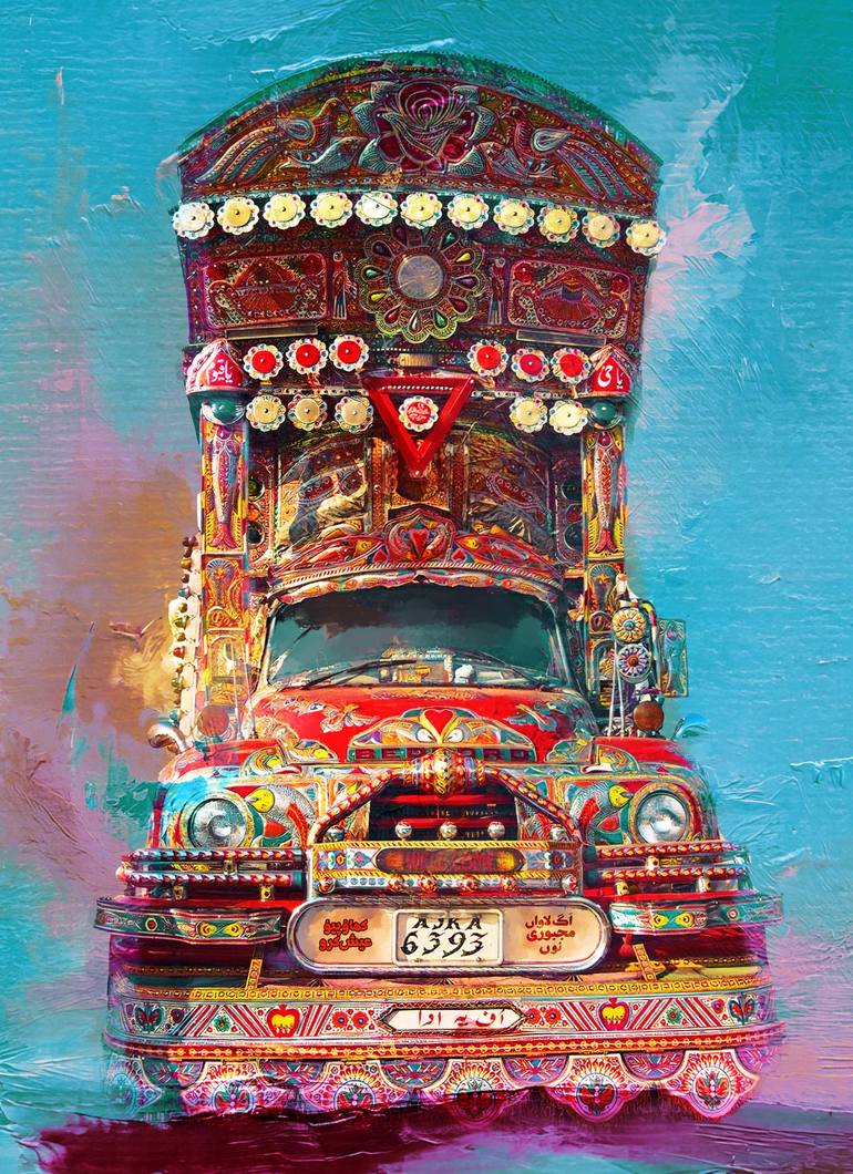 Traditional Truck Art of Pakistan - Abstract art Painting by Laiba Gull ...