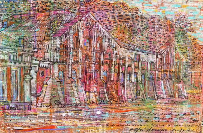 House on the embankment Mixed Media by Anatol Stepanenko | Saatchi Art