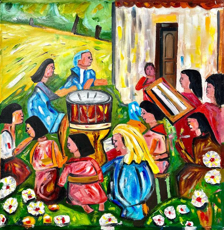 The Drum Circle of Life (summer in the mountains) Painting by Maya ...