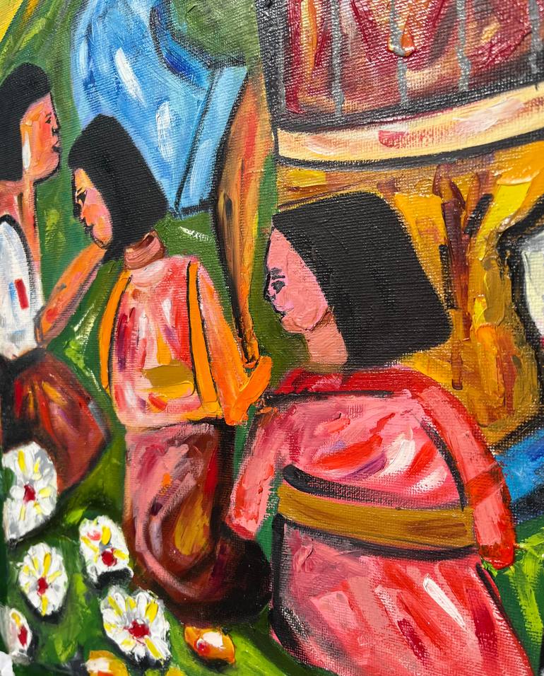 The Drum Circle of Life (summer in the mountains) Painting by Maya ...