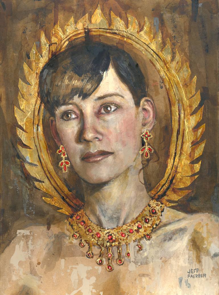 Hazel with Gold Halo Painting by Jeff Faerber | Saatchi Art
