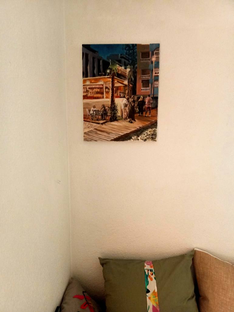 café at night in Spain Painting by Oxana Sinko | Saatchi Art United Kingdom