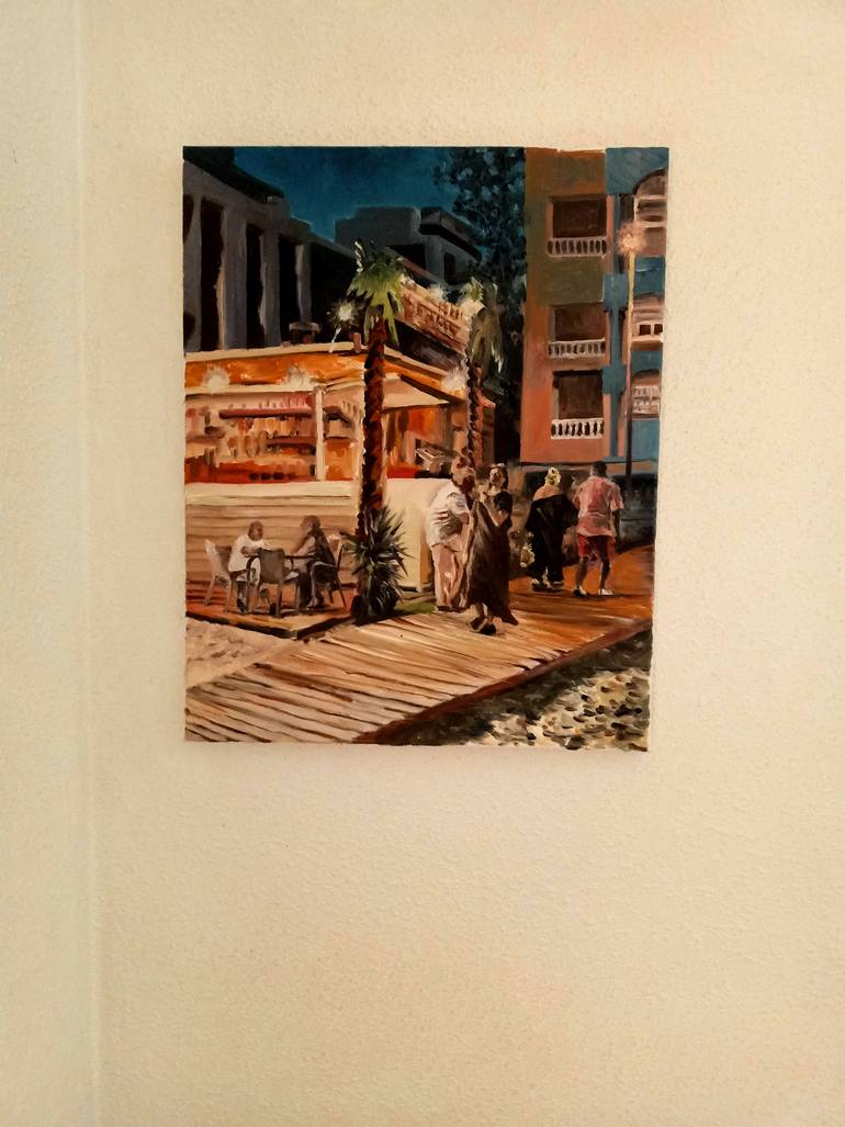 café at night in Spain Painting by Oxana Sinko | Saatchi Art United Kingdom
