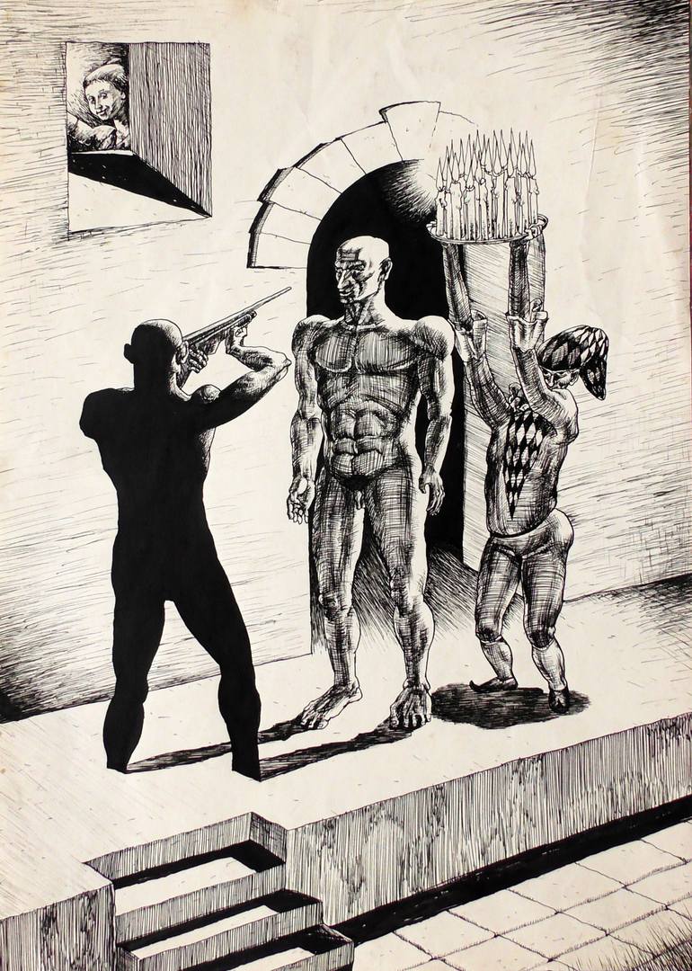 Allegory No. 3 - ,,Two-face,, Drawing by Sergei Chudjakow | Saatchi Art
