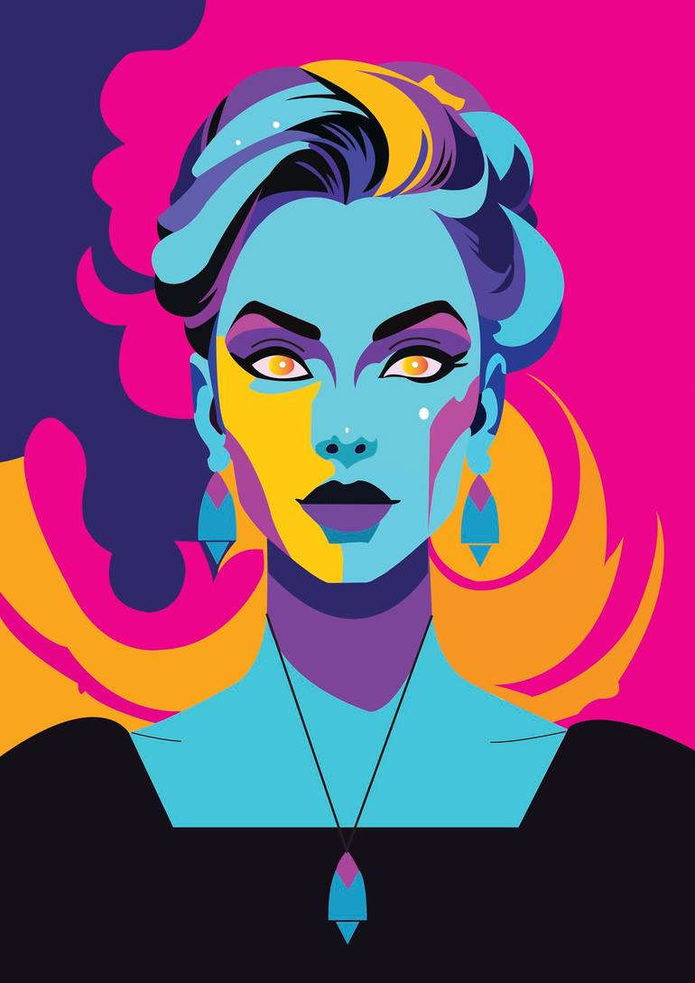 Vibrant Pop Art Portrait – Bold Contemporary Digital Illustration ...