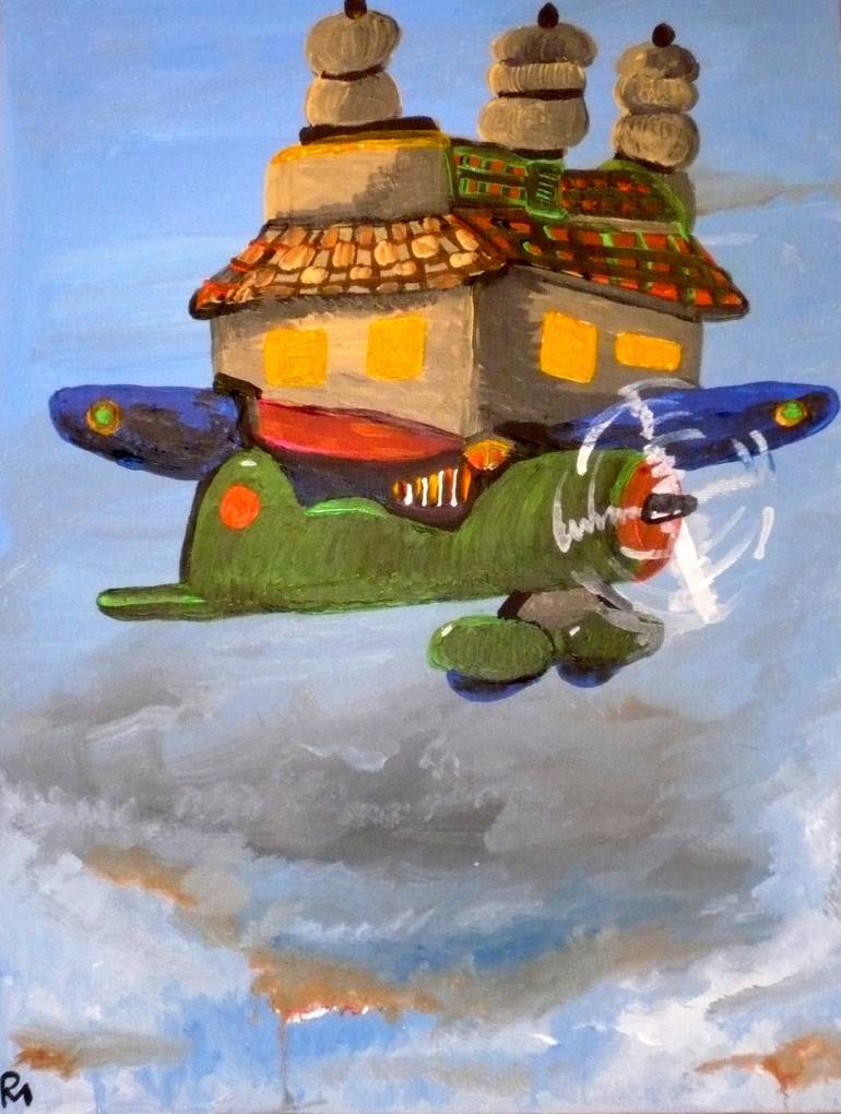 The Church Plane Painting by Paul Morris-Pollux | Saatchi Art