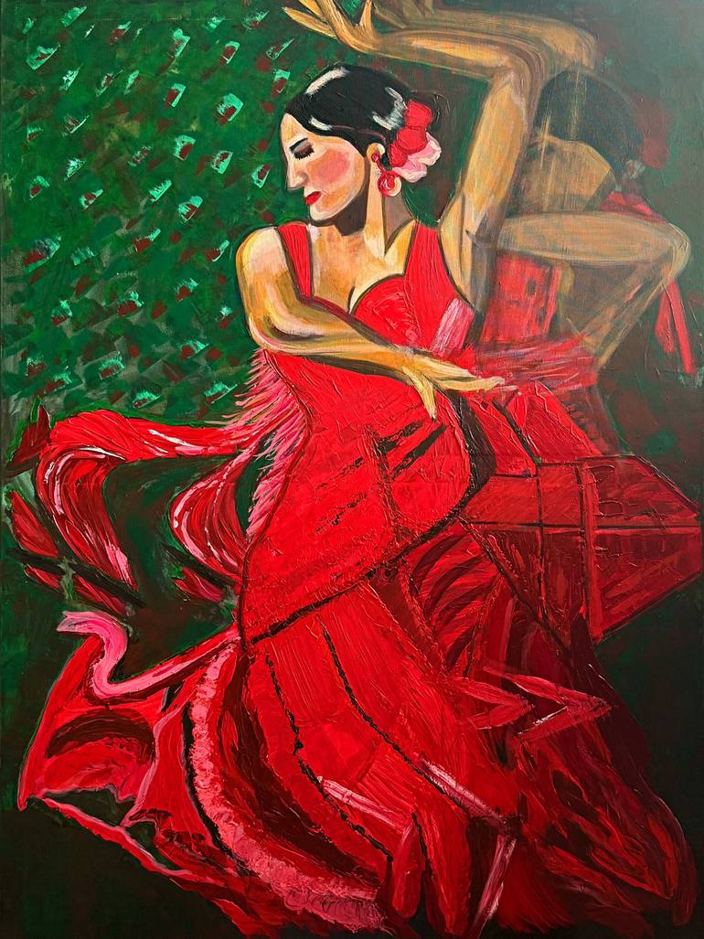 Yolanda dancing Flamenco Painting by Alina Boanca | Saatchi Art