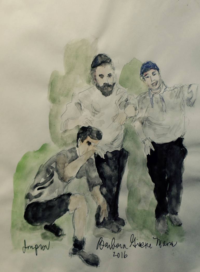 The Improv Players Drawing by Barbara Mann | Saatchi Art