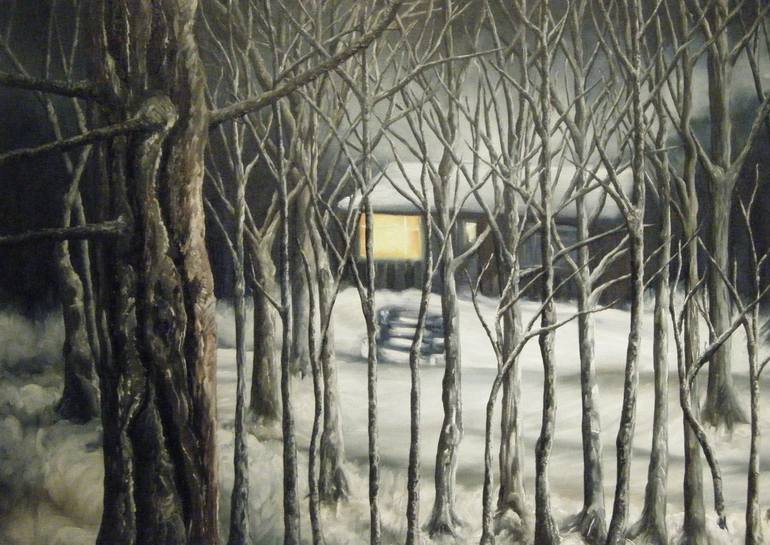 Theives Wood Cabin -10oc Painting by Jonathan Annable | Saatchi Art