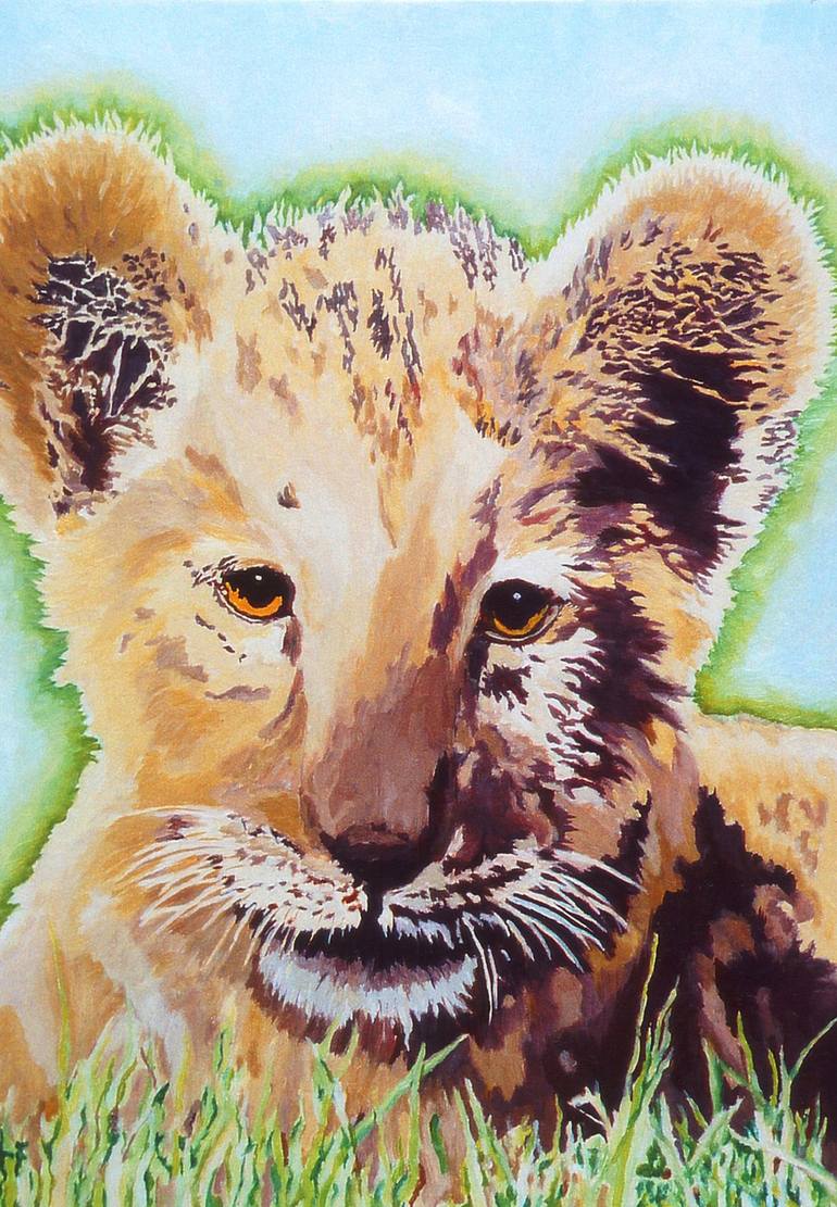 lion cub Painting by Corinne Schneider | Saatchi Art