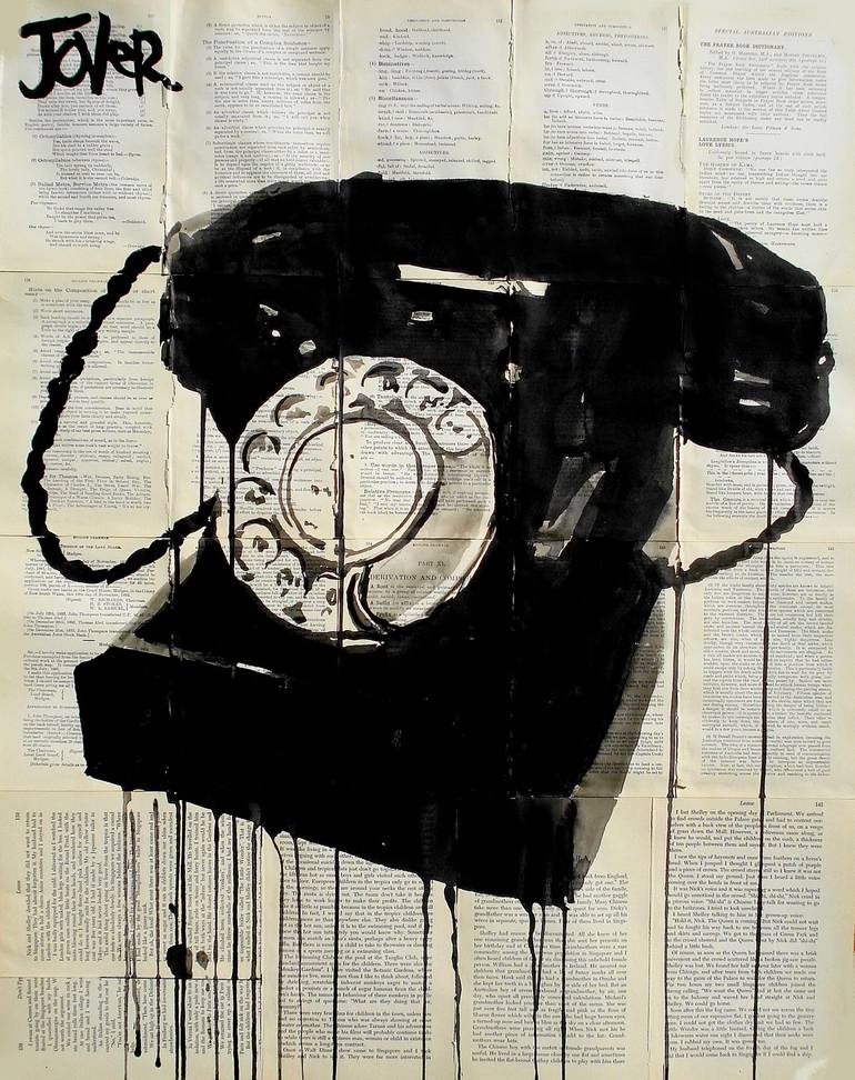 black phone Drawing by LOUI JOVER | Saatchi Art