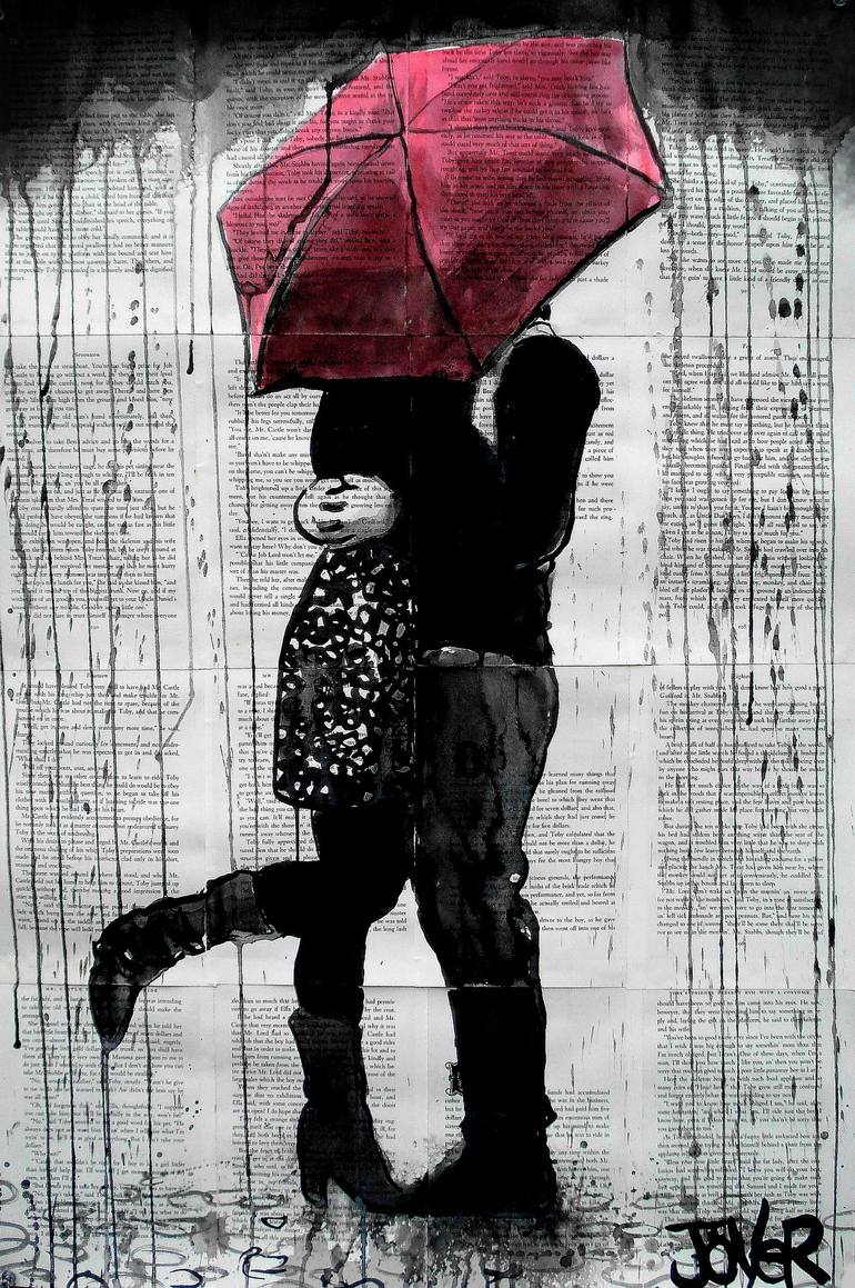 rainy romance Drawing by LOUI JOVER | Saatchi Art