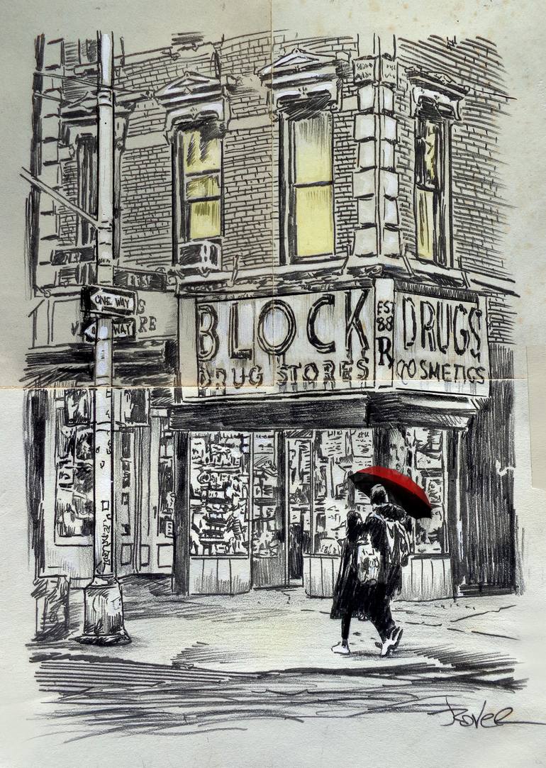 drugstore Drawing by LOUI JOVER | Saatchi Art