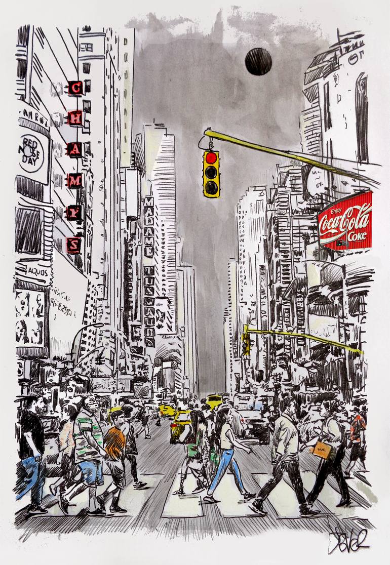 city moves Drawing by LOUI JOVER | Saatchi Art