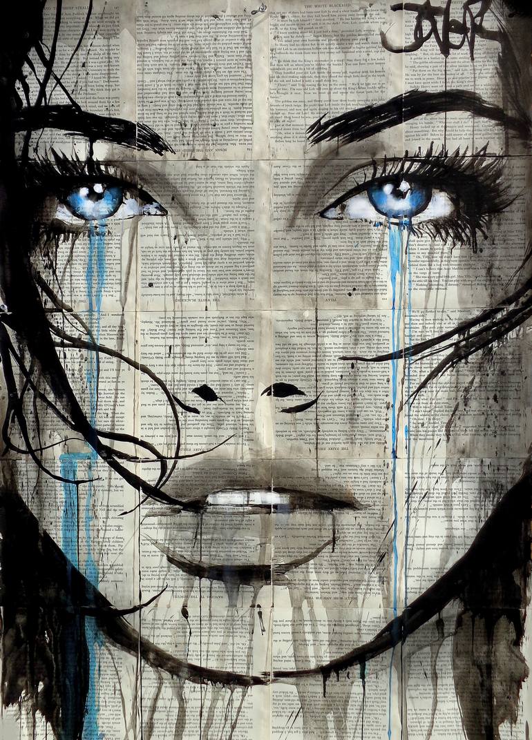 french blue Drawing by LOUI JOVER | Saatchi Art