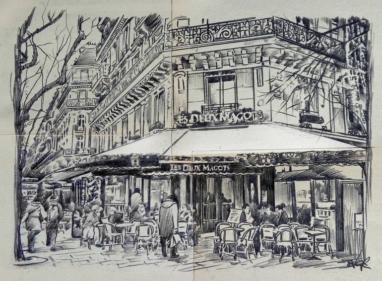 les deux magots Drawing by Loui Jover | Saatchi Art