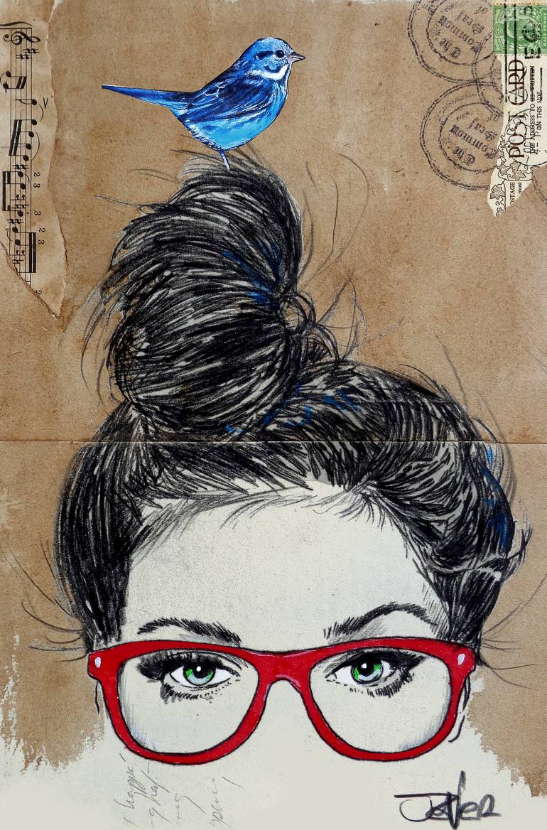 red frames Drawing by LOUI JOVER | Saatchi Art