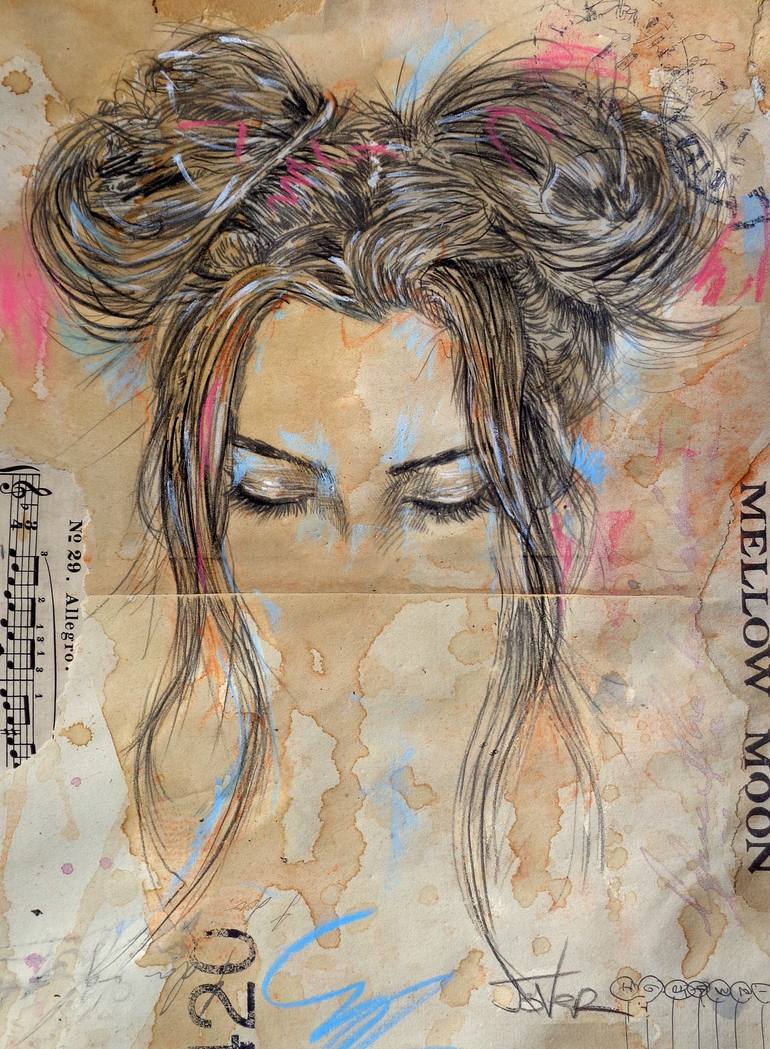 mellow moon Drawing by LOUI JOVER | Saatchi Art