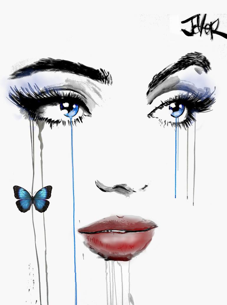 blue star Drawing by LOUI JOVER | Saatchi Art