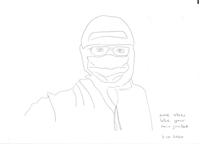 Blue Skies Like Your Rain Jacket Drawing by Kim Engelen | Saatchi Art