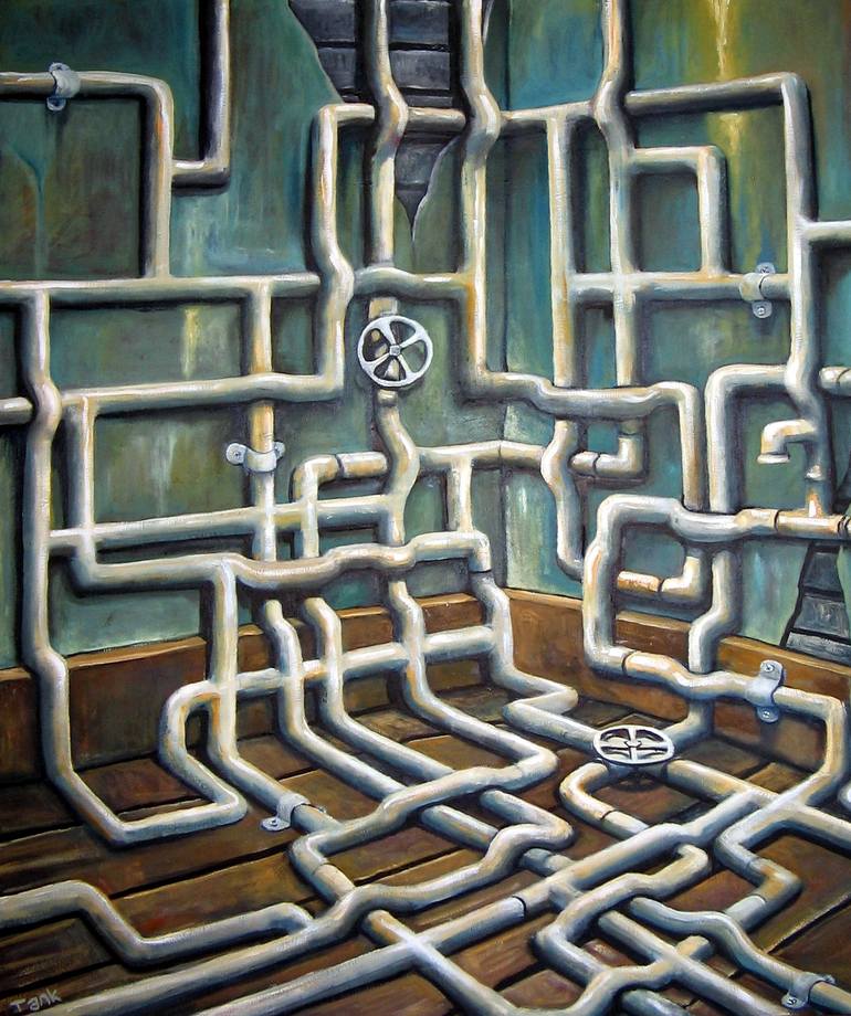 The pipeline Painting by Tank Art | Saatchi Art