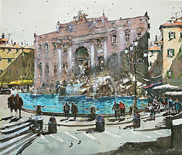 Rome Fountains Painting by maximilian damico | Saatchi Art