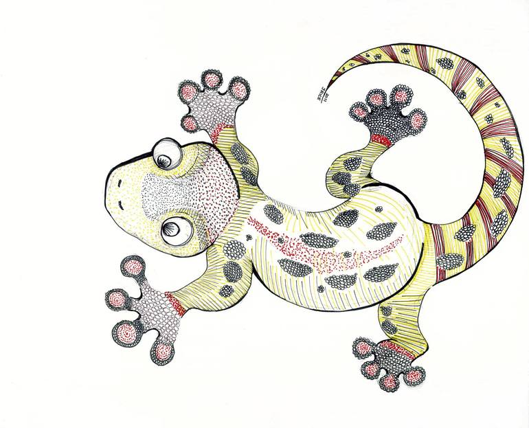 Curacao Gecko Drawing by J Rice | Saatchi Art