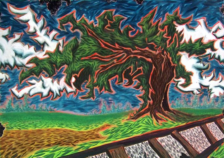 Contorted Tree Painting by Jeremy Jones | Saatchi Art
