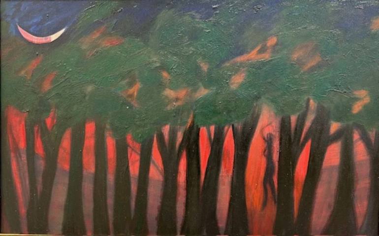 The Night Forest , Oil on Canvas , 30 inches x 48 inches Painting by ...