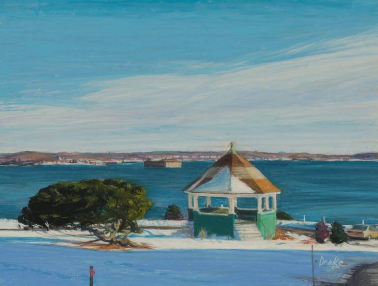 Gazeebo on Casco Bay Painting by Donald Drake | Saatchi Art