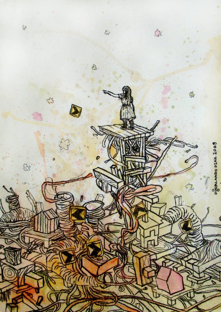 bird overview of fragility Drawing by Orlando Díaz | Saatchi Art