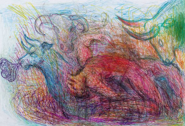 Fighting the Beast Drawing by Richard Ashworth | Saatchi Art