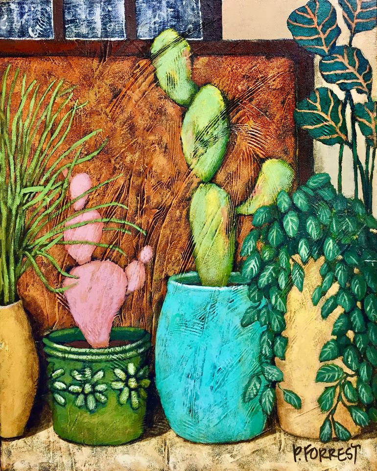 Pink Cactus Painting by Penny Forrest | Saatchi Art