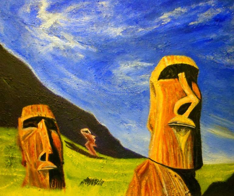 EASTER ISLAND Painting by Ted Macrorie | Saatchi Art